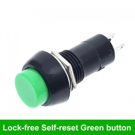 Push Button Switch Momentary No Lock 2 Pin 12mm 3A 150V Green - Digiware Store